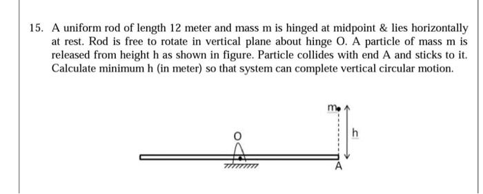 Solved 5. A uniform rod of length 12 meter and mass m is | Chegg.com