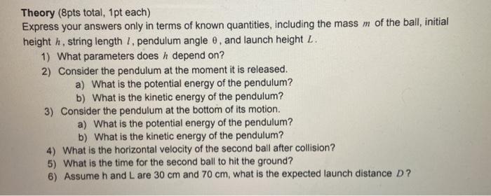 Solved Theory (pts total, 1pt each) Express your answers | Chegg.com