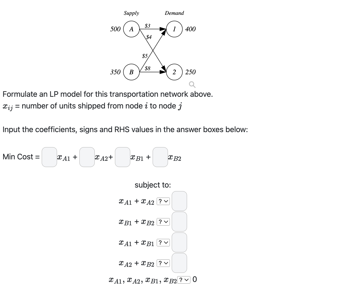 Solved Formulate an LP model for this transportation network | Chegg.com