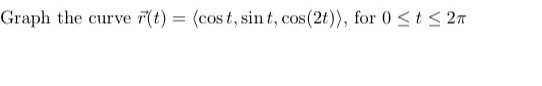Graph the curve vec(r)(t)=(:cost,sint,cos(2t):), ﻿for | Chegg.com
