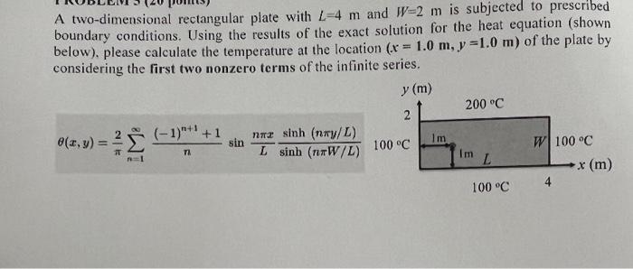 Solved A two-dimensional rectangular plate with L=4 m and | Chegg.com