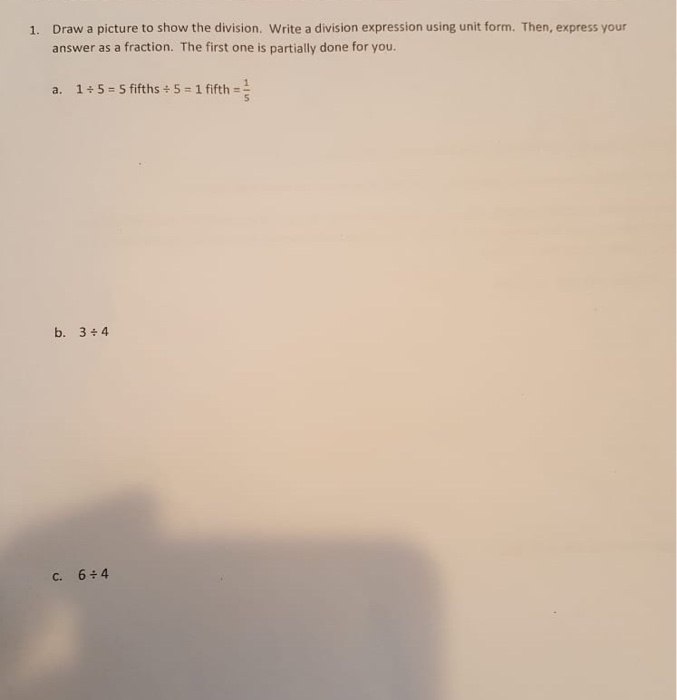 Solved 1. Draw a picture to show the division. Write a | Chegg.com