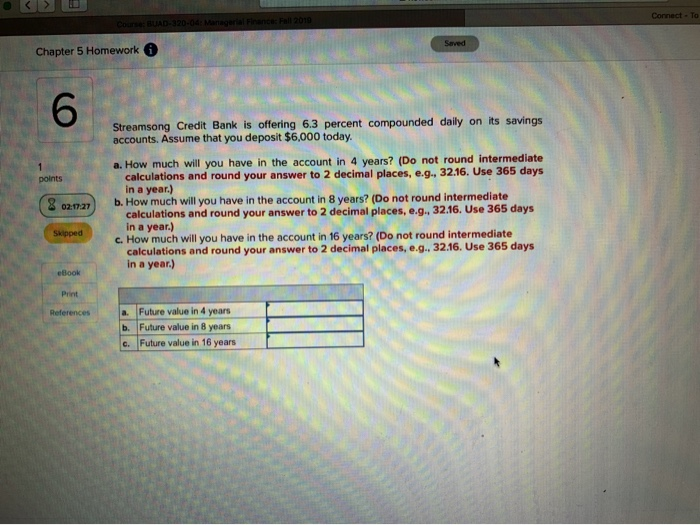 Solved Connect Chapter 5 Homework 6 Streamsong Credit Bank