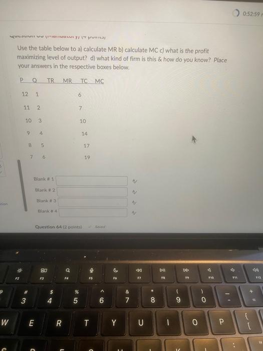 Solved Use the table below to a) calculate MR b) calculate | Chegg.com