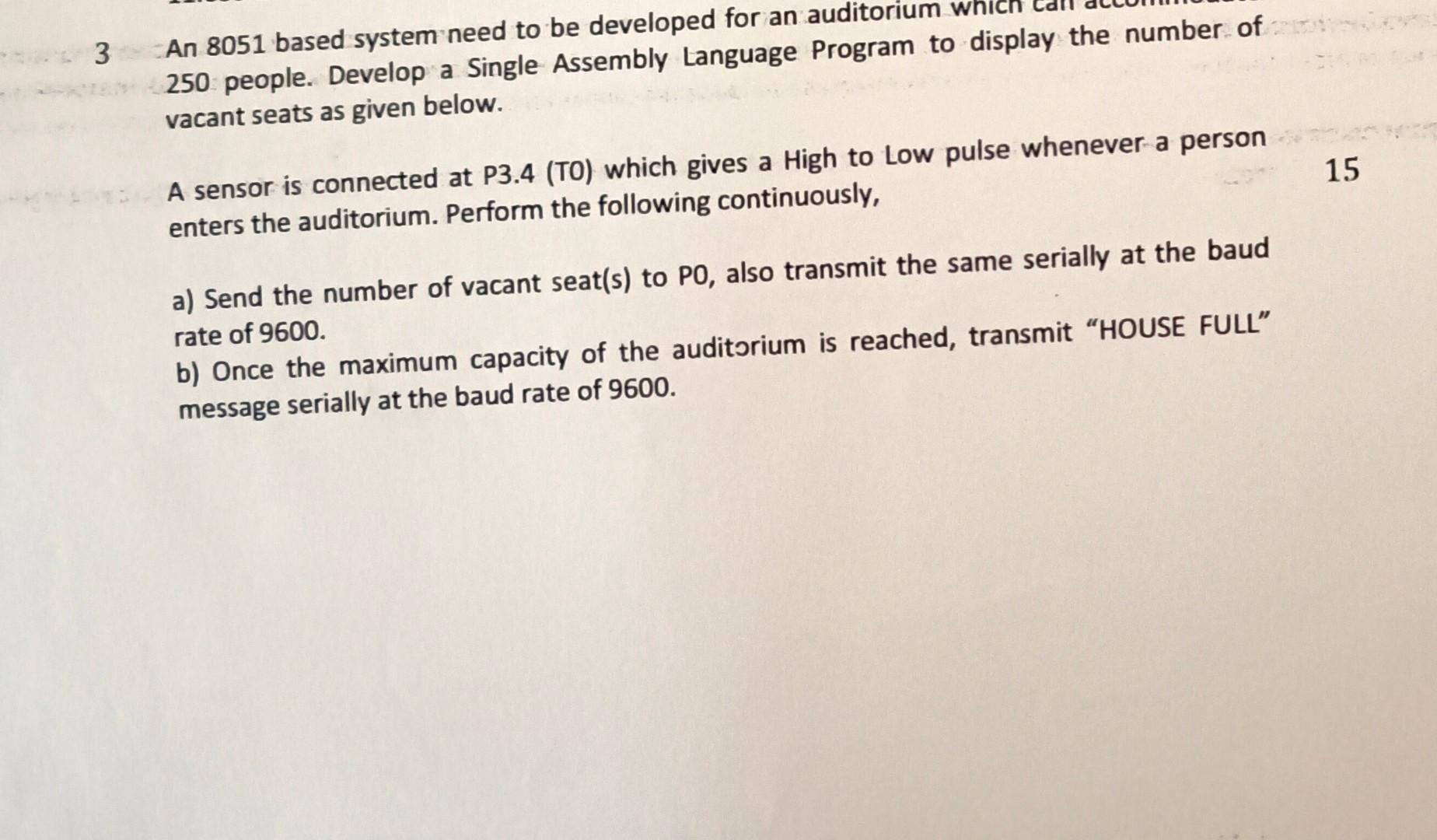Solved An 8051 based system need to be developed for an | Chegg.com