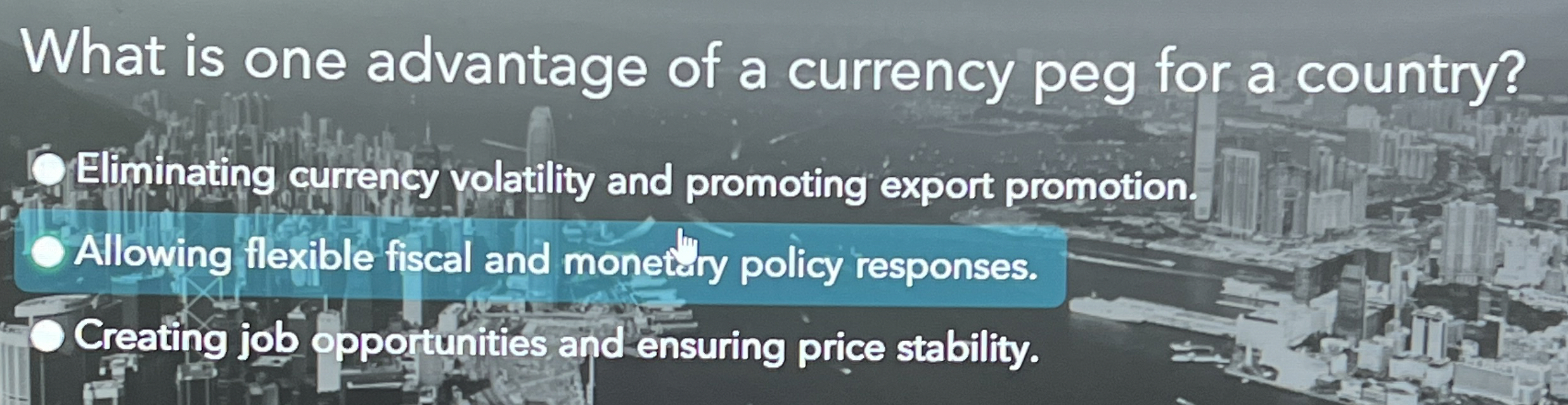 Solved What is one advantage of a currency peg for a | Chegg.com