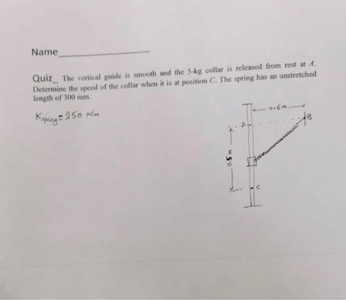 Solved Name Quiz The vertical guide is smooth and the 5-kg | Chegg.com