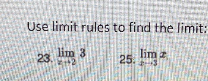 Solved Use limit rules to find the limit: 23. limx→23 25. | Chegg.com