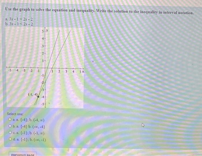Solved Use the graph to solve the equation and inequality. | Chegg.com