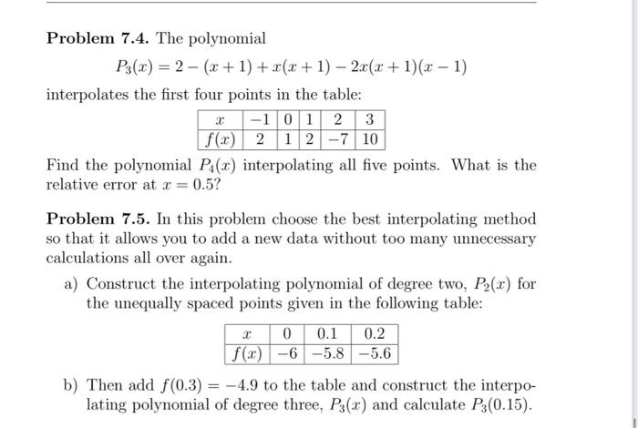 Solved Problem 7.4. The polynomial | Chegg.com