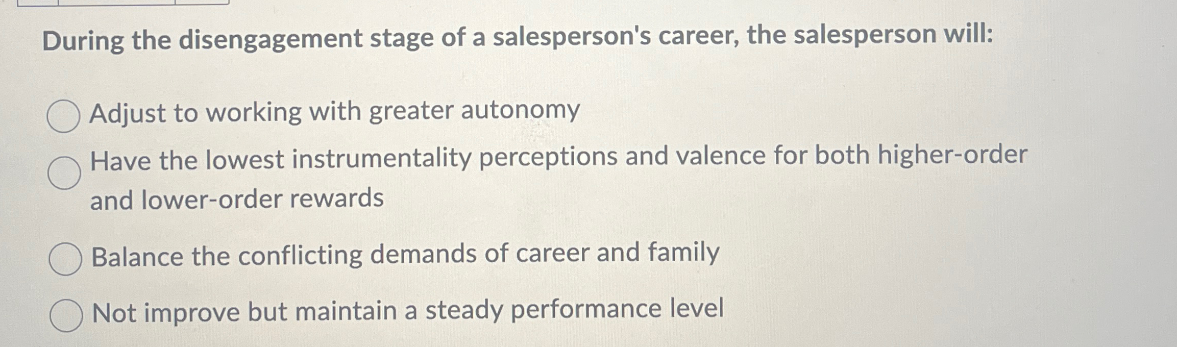 Solved During the disengagement stage of a salesperson's | Chegg.com