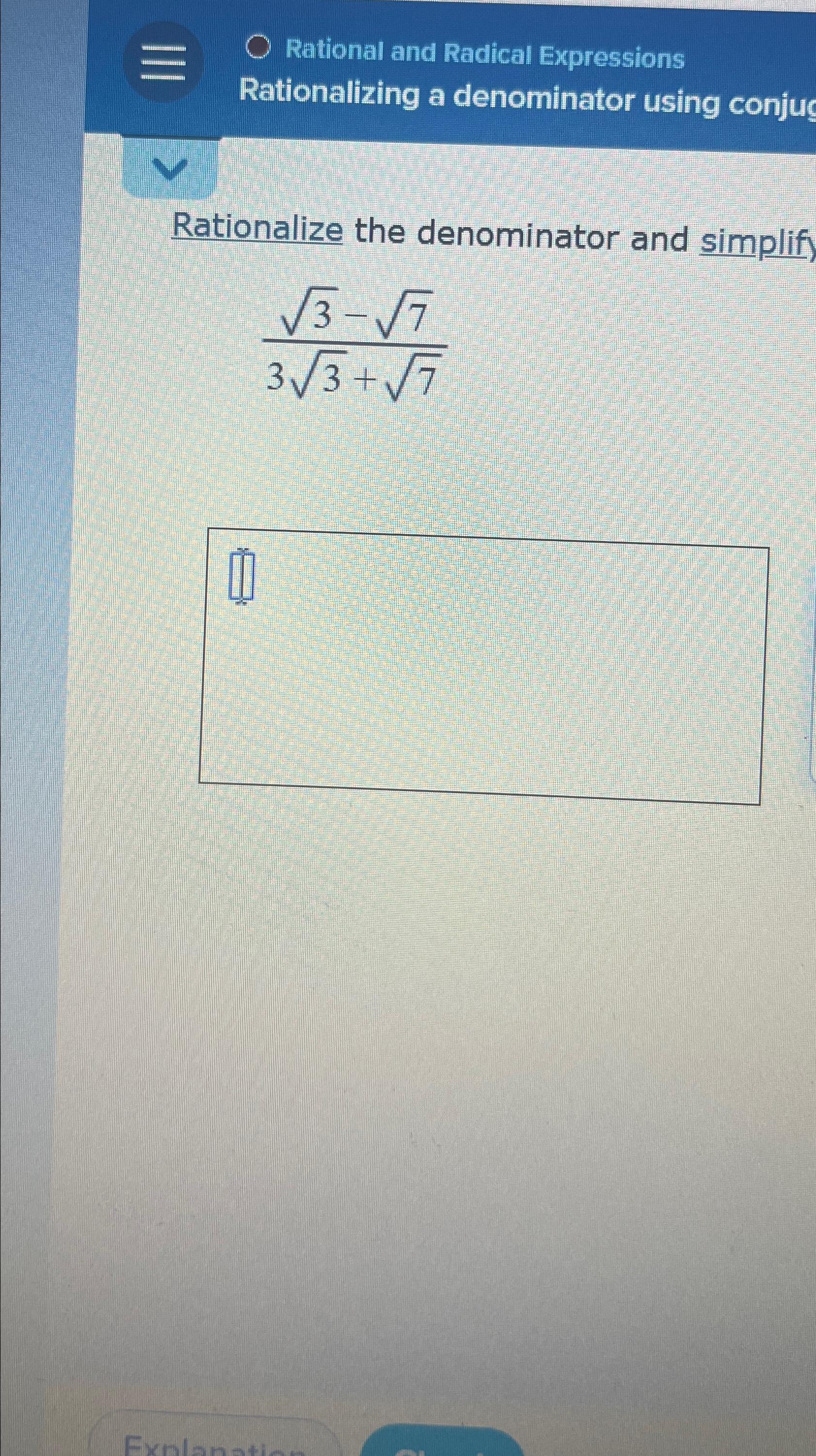 Solved Rational And Radical Expressions Rationalizing A