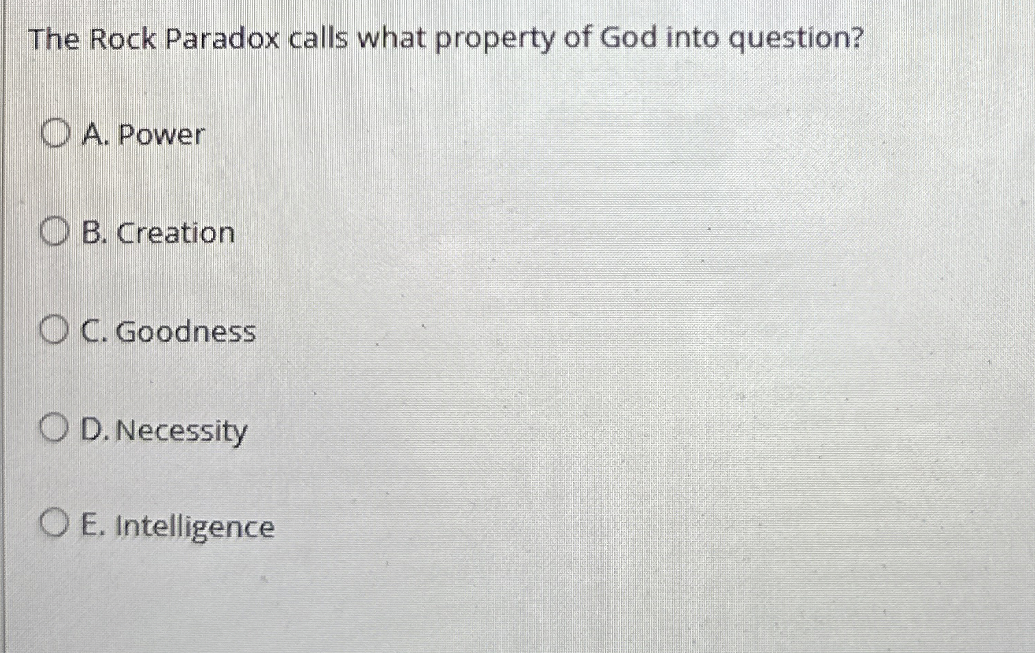 Solved The Rock Paradox calls what property of God into | Chegg.com