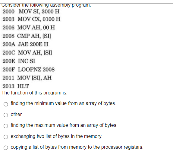 Consider the tollowing assembly program.2000 ﻿MOV | Chegg.com