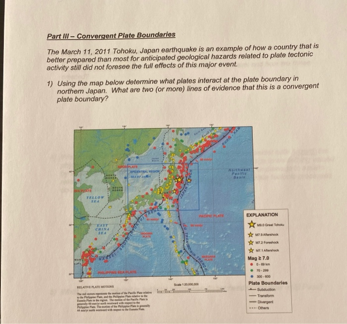 Solved Part III - Convergent Plate Boundaries The March 11, | Chegg.com