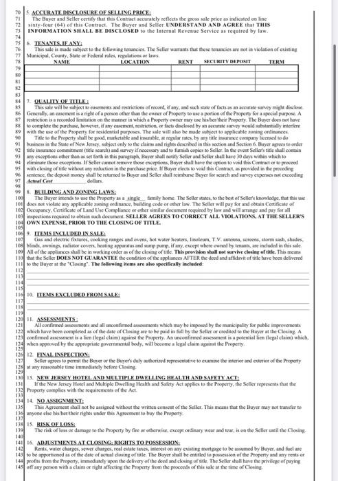 Solved For each section (and subsections) of the contract, | Chegg.com