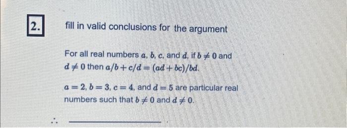 Solved 2. fill in valid conclusions for the argument For all | Chegg.com