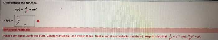 Solved А z(y) - + BeY Differentiate the function. А z(y) - | Chegg.com
