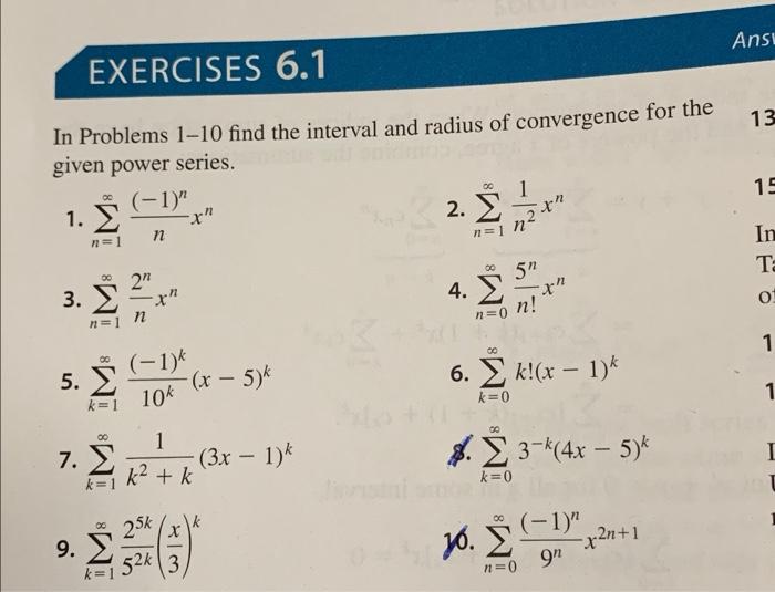 Solved Ansi EXERCISES 6.1 13 In Problems 1-10 find the | Chegg.com
