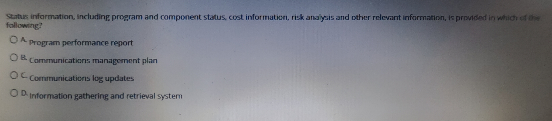 Solved Status information, including program and component | Chegg.com