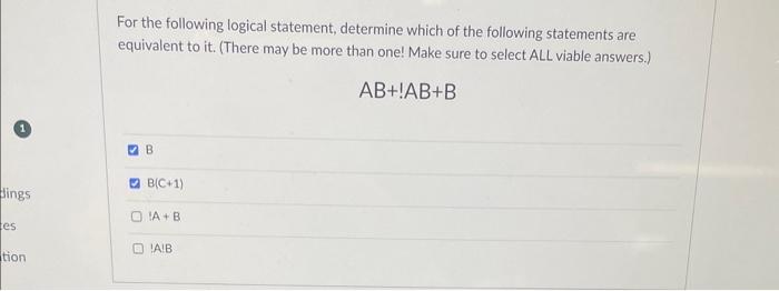 Solved For the following logical statement, determine which | Chegg.com