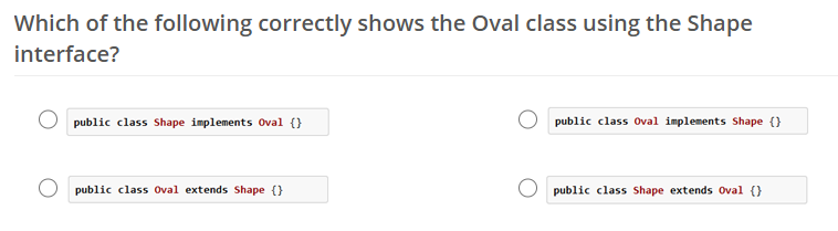 Solved Which of the following correctly shows the Oval class | Chegg.com