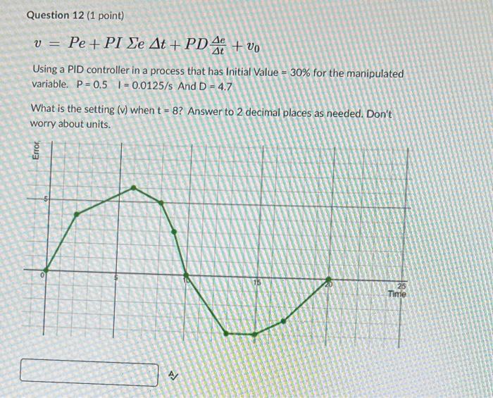 Solved v=Pe+PIΣeΔt+PDΔtΔe+v0 Using a PID controller in a | Chegg.com