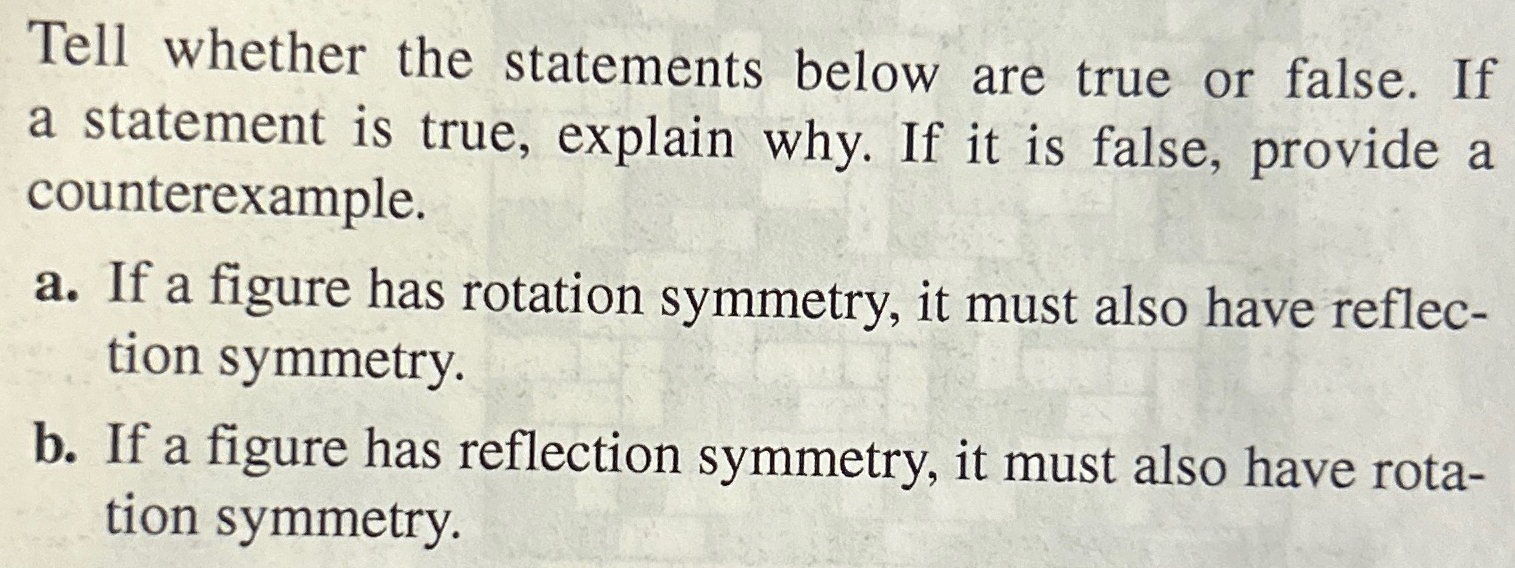 Solved Tell whether the statements below are true or false. | Chegg.com Solved Tell whether the statements below are true or false. | Chegg.com