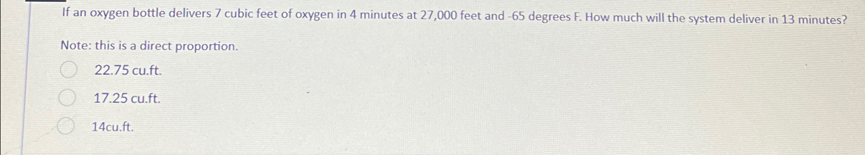Solved If an oxygen bottle delivers 7 ﻿cubic feet of oxygen | Chegg.com