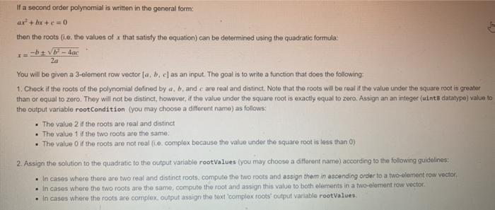 Solved 20 If a second order polynomial is written in the | Chegg.com
