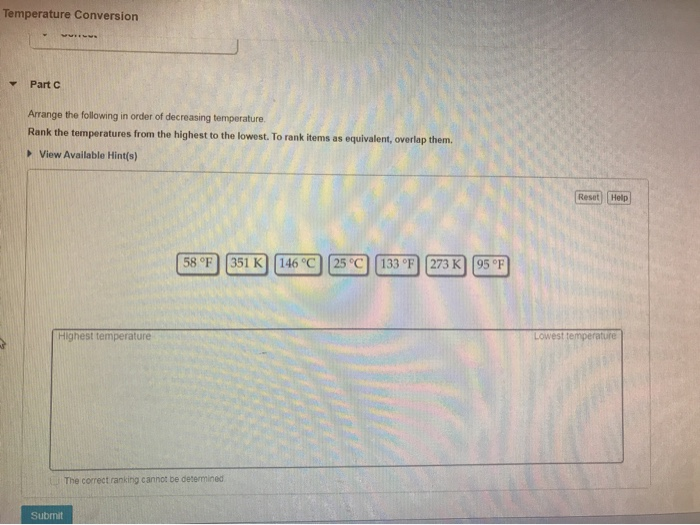 Solved Temperature Conversion Ww Wws Part C Arrange The