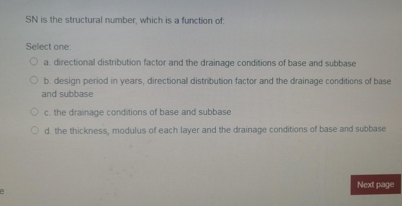 Solved SN is the structural number, which is a function of: | Chegg.com
