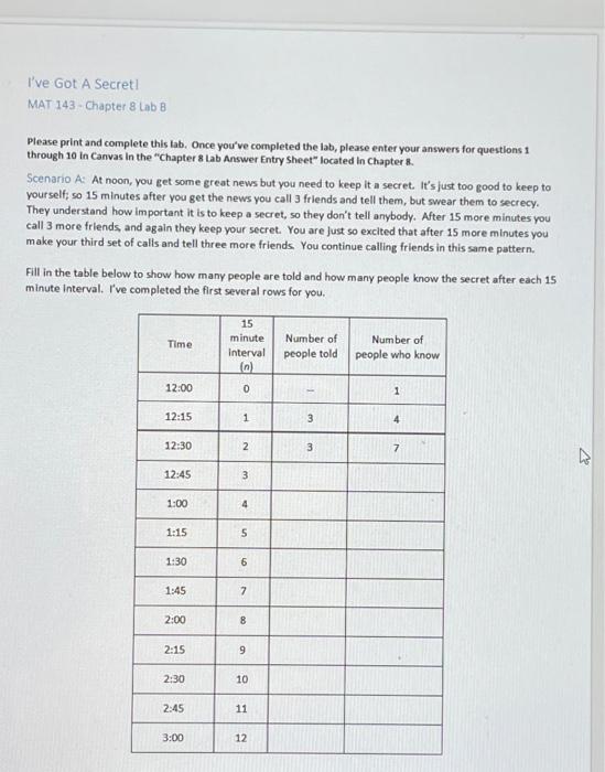 I've Got A Secretl MAT 143-Chapter 8 Lab 8 Please | Chegg.com