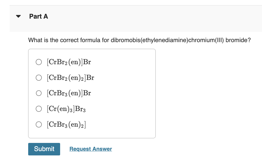Solved Part AWhat is ﻿the correct formula for | Chegg.com