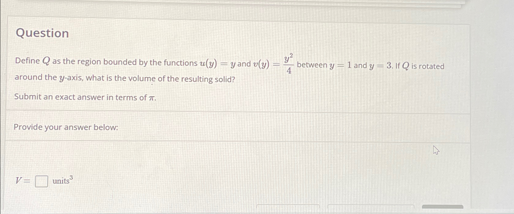 Solved QuestionDefine Q ﻿as the region bounded by the | Chegg.com