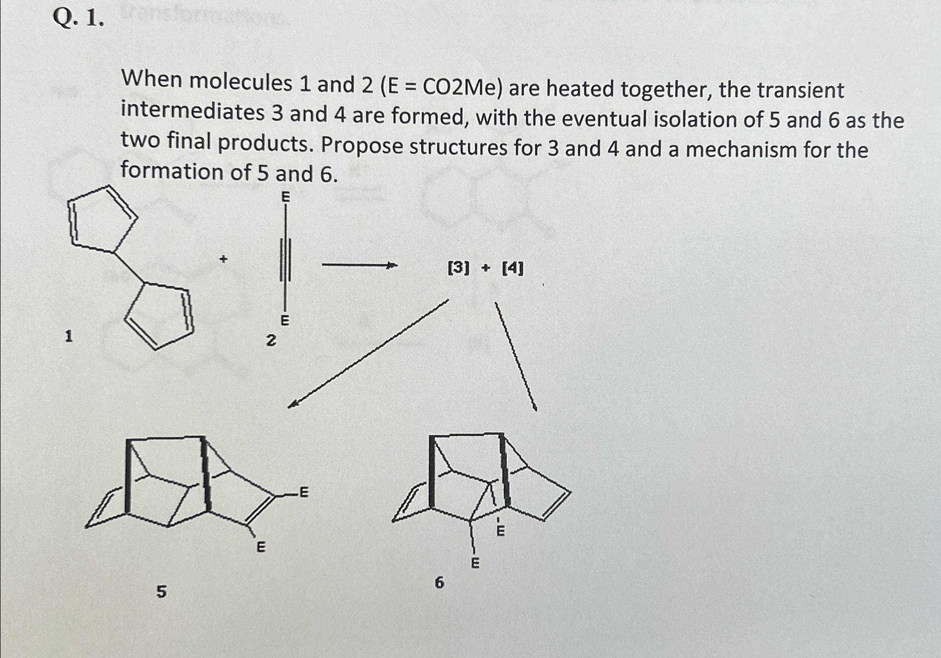 Q. 1.When molecules 1 ﻿and )=(CO2Me ﻿are heated | Chegg.com
