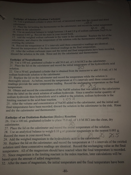 Thermochemistry Report Sheet Name and Drawer Number 5 | Chegg.com