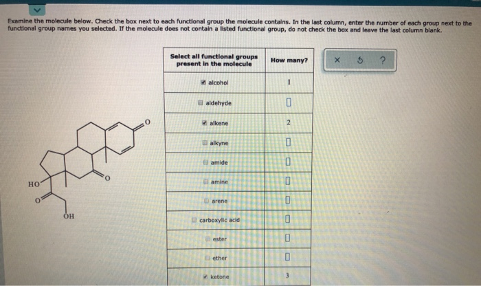 Solved Examine the molecule below. Check the box next to | Chegg.com