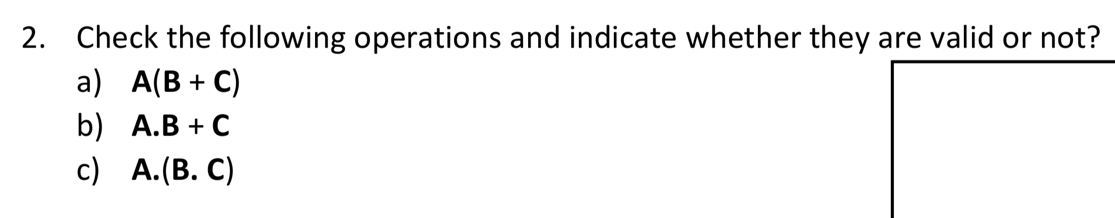 Solved Check the following operations and indicate whether | Chegg.com