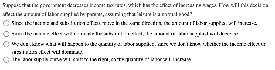 Solved Suppose that the government decreases income tax | Chegg.com