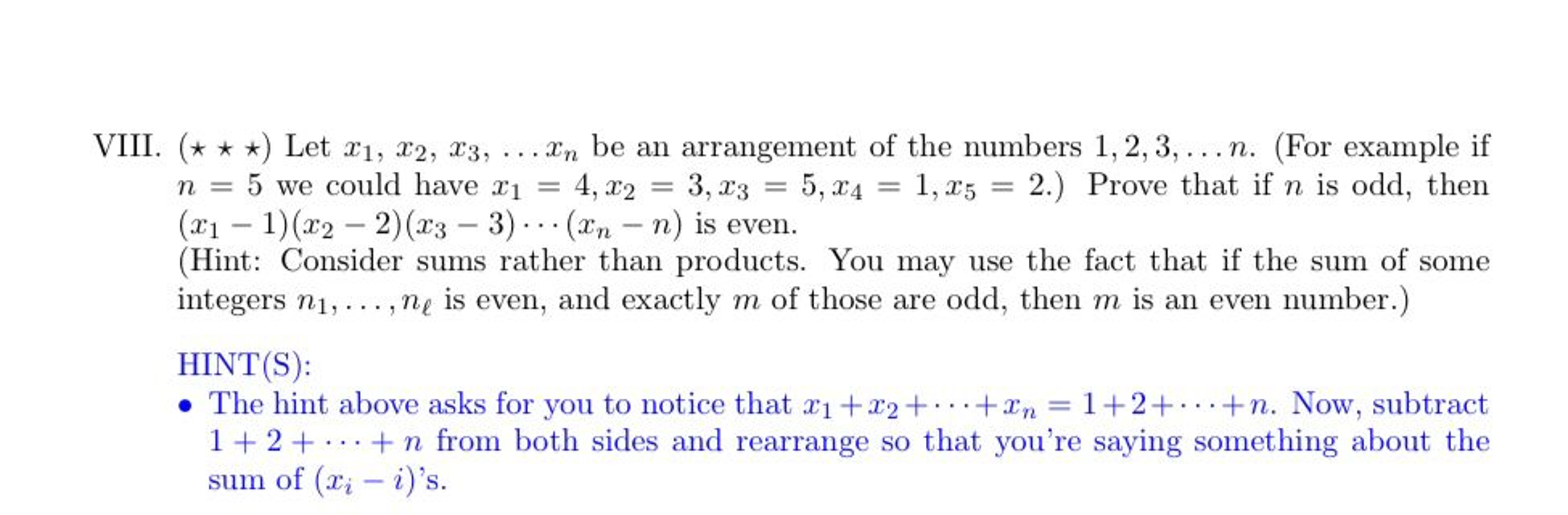 Solved VIII. (*********) ﻿Let x1,x2,x3,dotsxn ﻿be an | Chegg.com