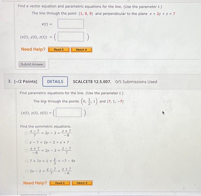 Solved (a) Find parametric equations for the line through | Chegg.com