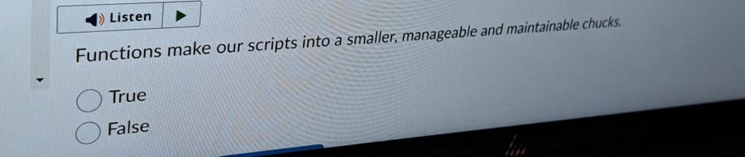 Solved Functions make our scripts into a smaller, manageable | Chegg.com