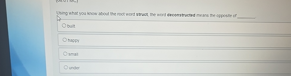 Solved Using what you know about the root word struct, the | Chegg.com