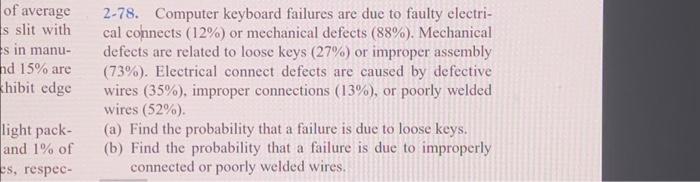2-78. Computer keyboard failures are due to faulty | Chegg.com
