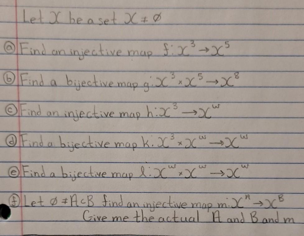 Solved xX² → X8 Let X be a set X+ 0 © Find an injective map | Chegg.com