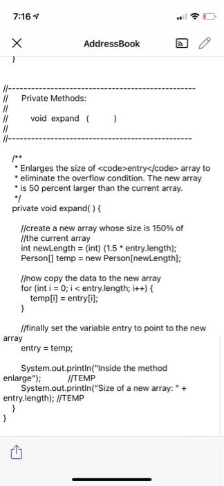 Solved 7:16 4 Х AddressBook Introduction to OOP with Java | Chegg.com