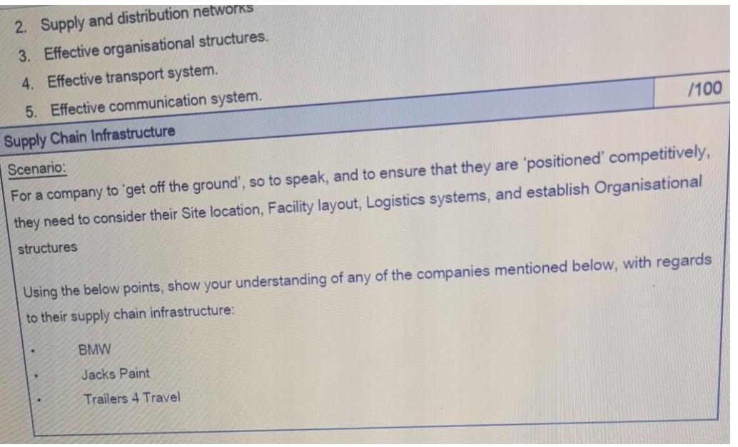 Solved 2. Supply and distribution networks 3. Effective | Chegg.com