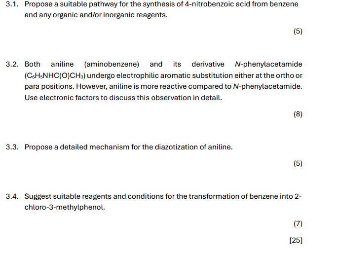 Solved 3.1. ﻿Propose a suitable pathway for the synthesis of | Chegg.com