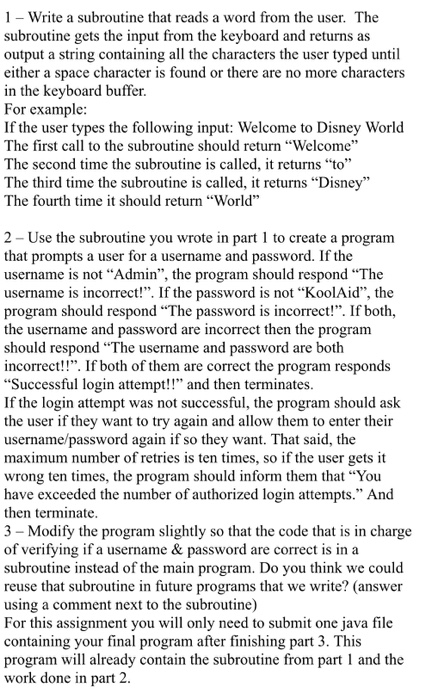 Solved 1 Write A Subroutine That Reads A Word From The